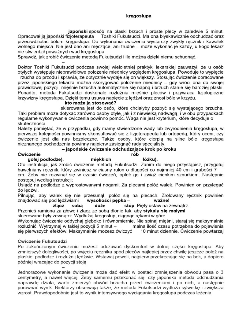 09 Japonska Praktyka Zdrowotna Kregoslupa I Miednicy | PDF