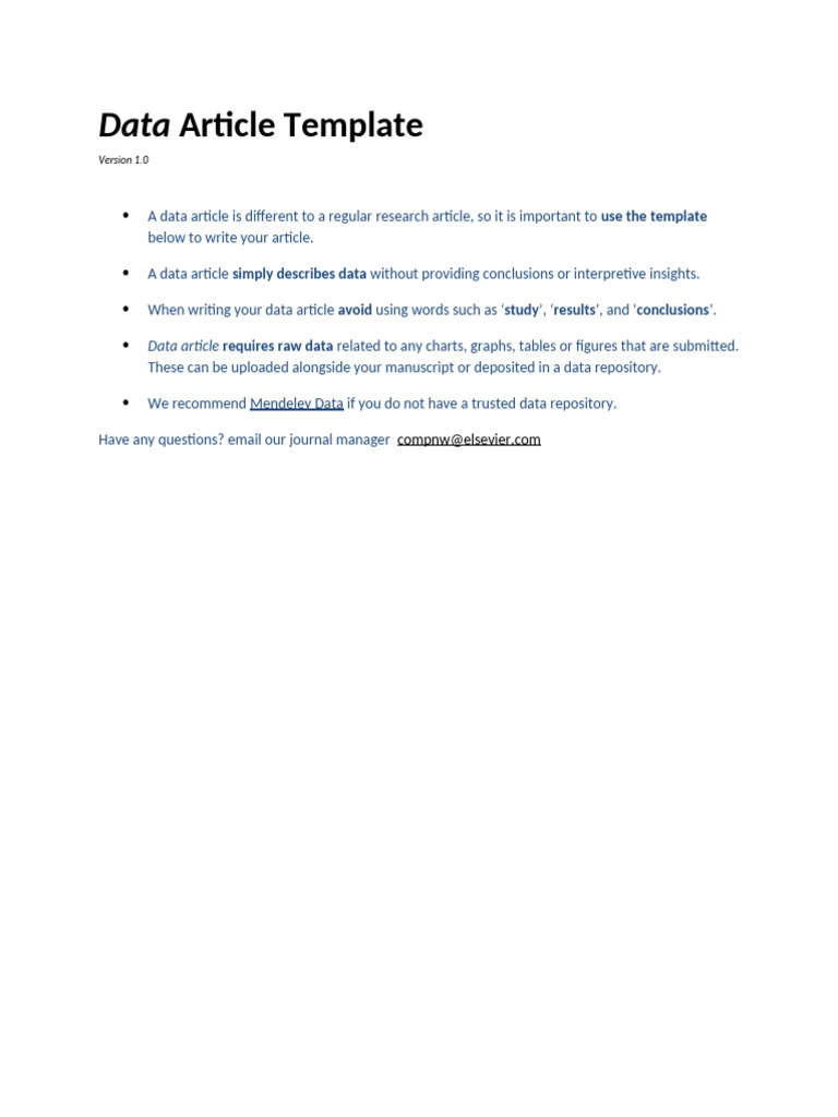 Data Article Template | PDF | Data | Academic Publishing
