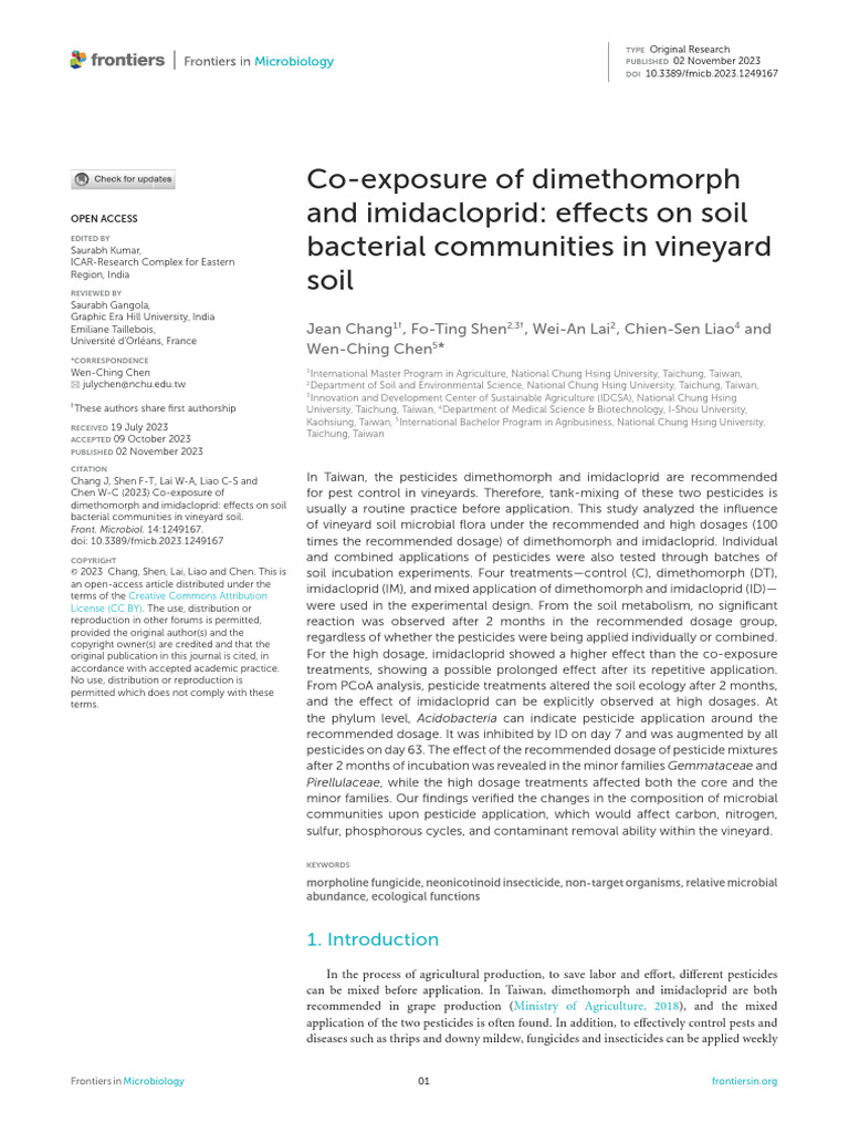 Chang Et Al., 2023 IMI Vs Microbial Comunities and Diversity, AWDC and H Indexes | PDF | Soil ...