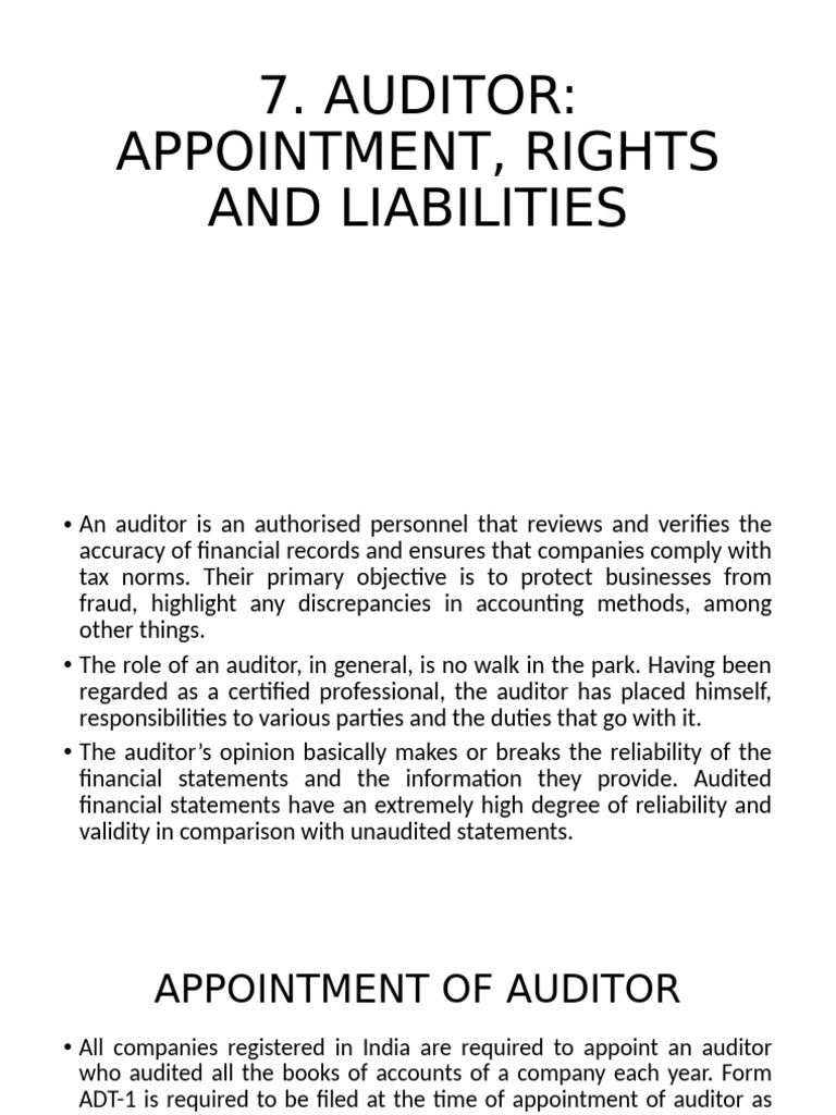 Auditor Appointment and Responsibilities | PDF | Audit | Auditor's Report
