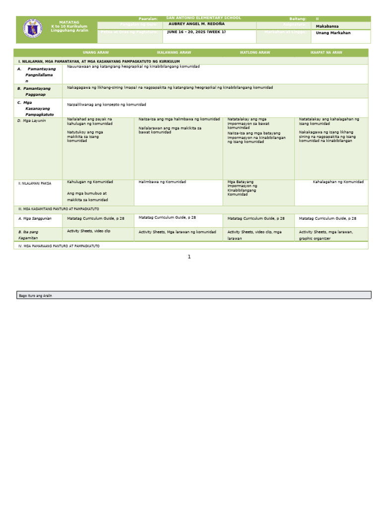 Makabansa 2 Dll q1 w1 | PDF