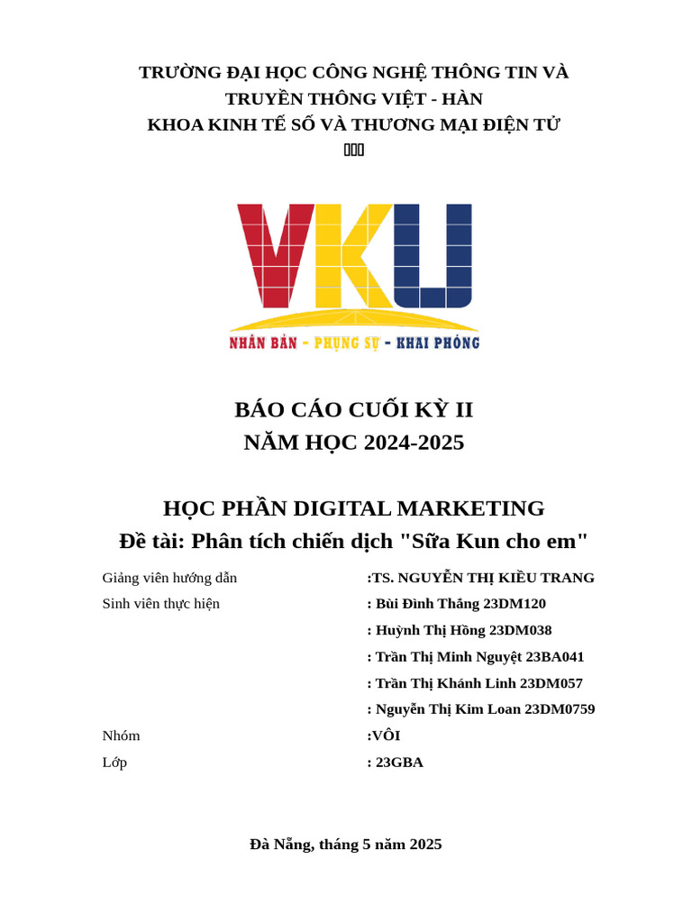 Báo Cáo Cuối Kỳ Ii NĂM HỌC 2024-2025 Học Phần Digital Marketing Đề tài ...