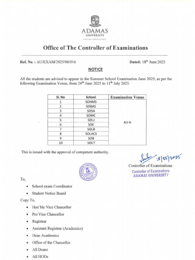 Notice Exam Venue | PDF