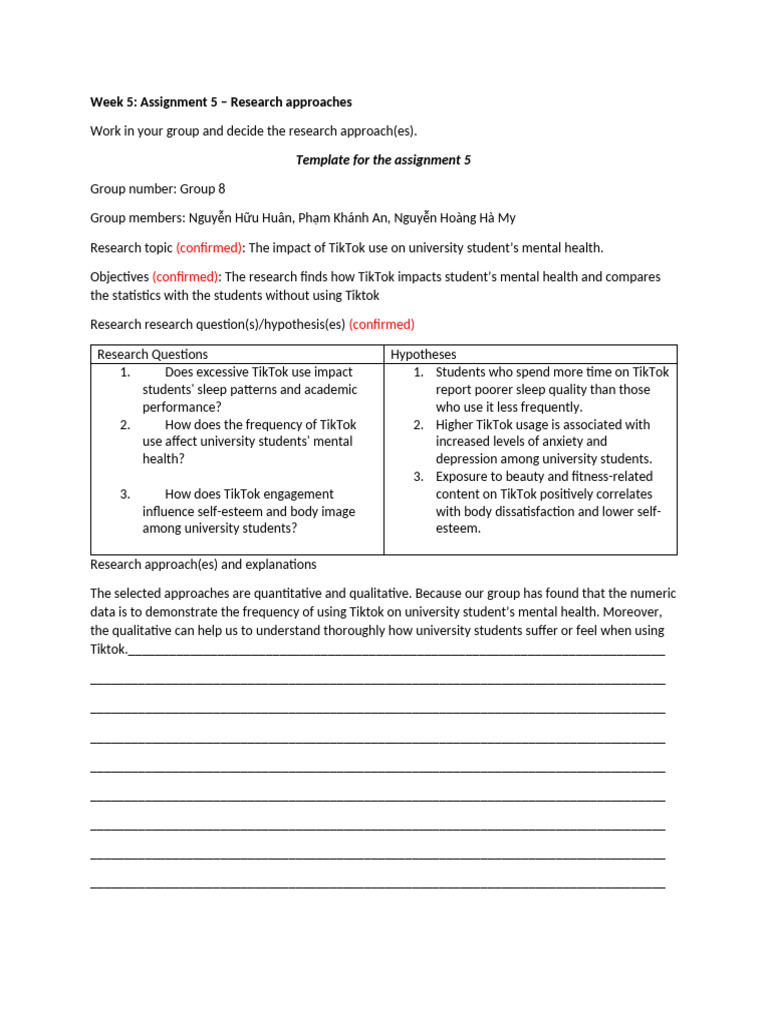 Week 5 Assignment Group 8 | PDF | Self Esteem | Qualitative Research