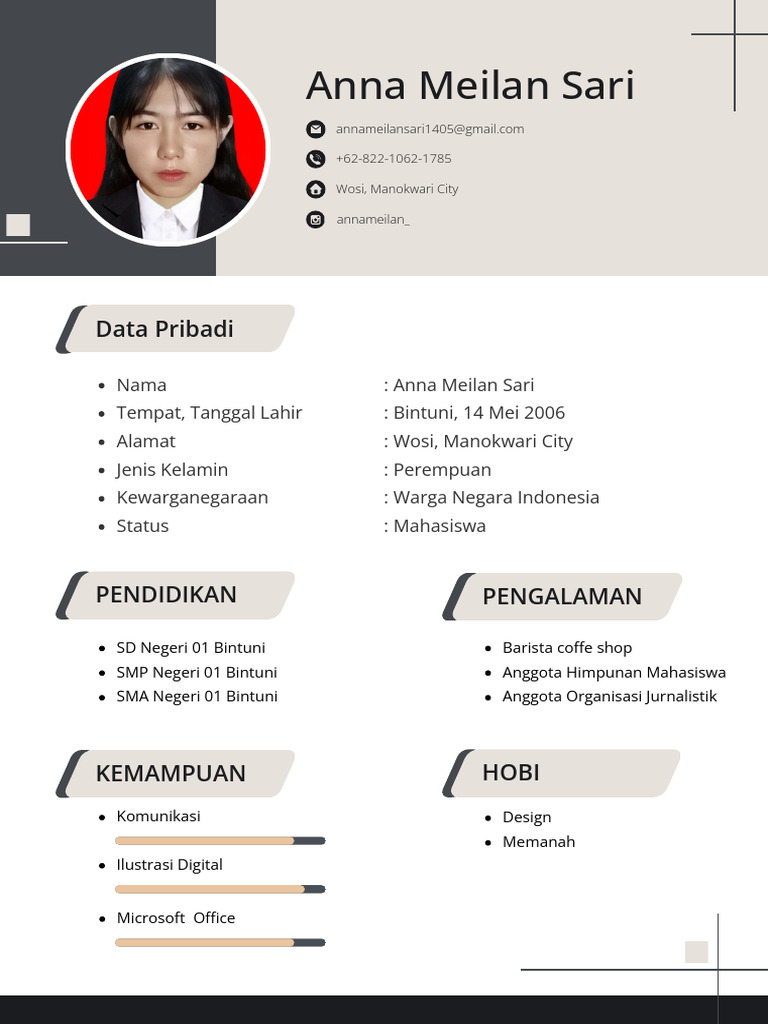 CV Anna Meilan Sari | PDF