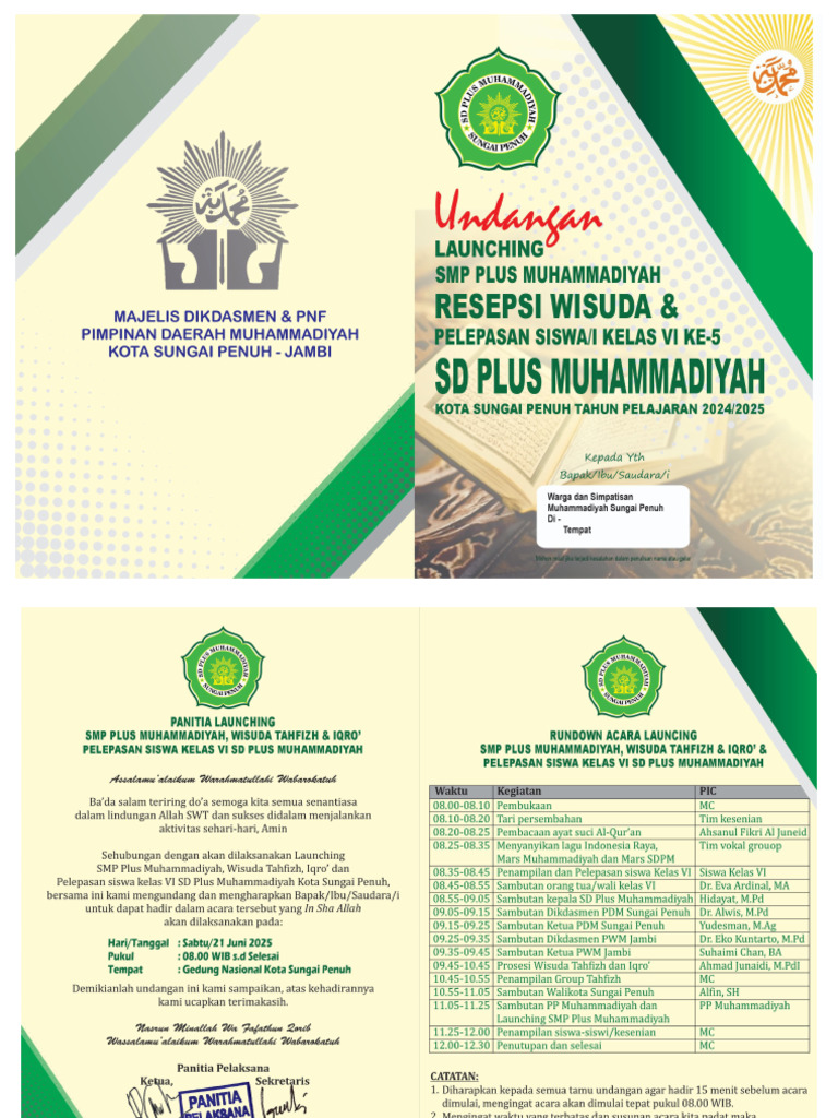 Undangan Launching SMP Plus Muhammadiyah | PDF