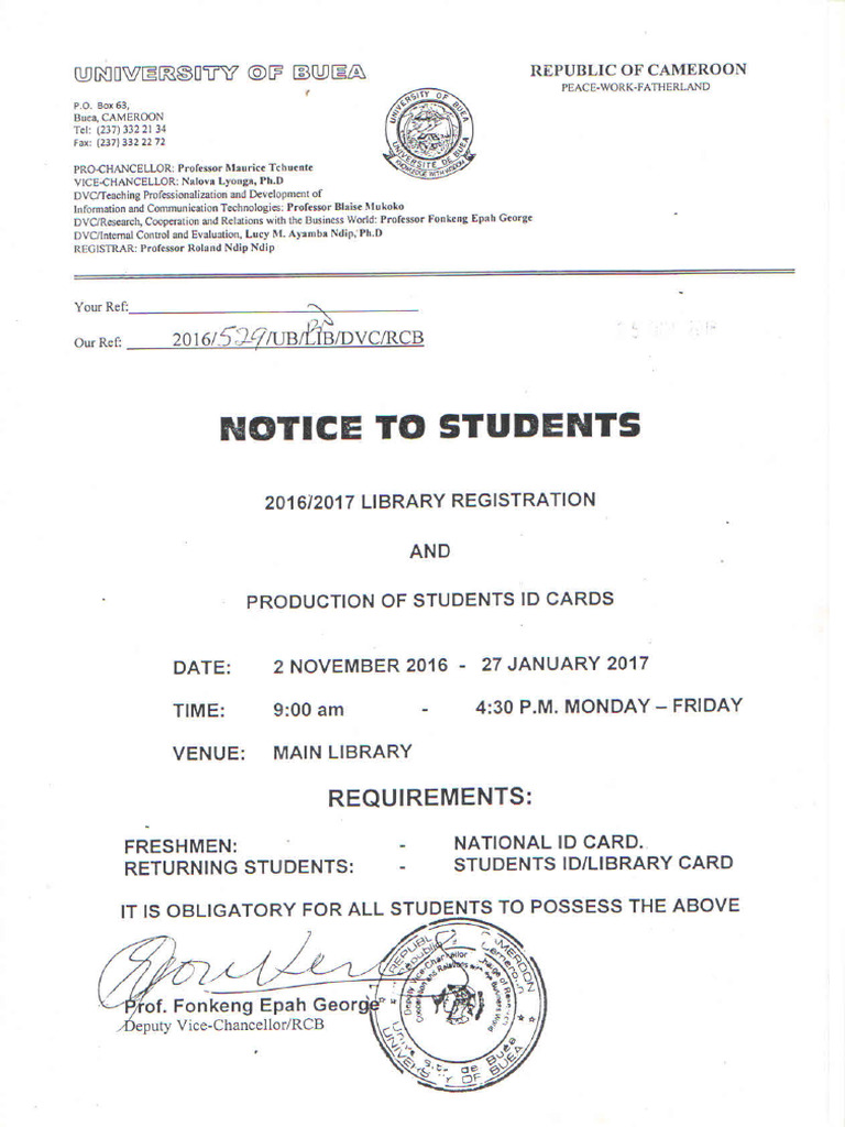Schedule For Students ID Card Production | PDF