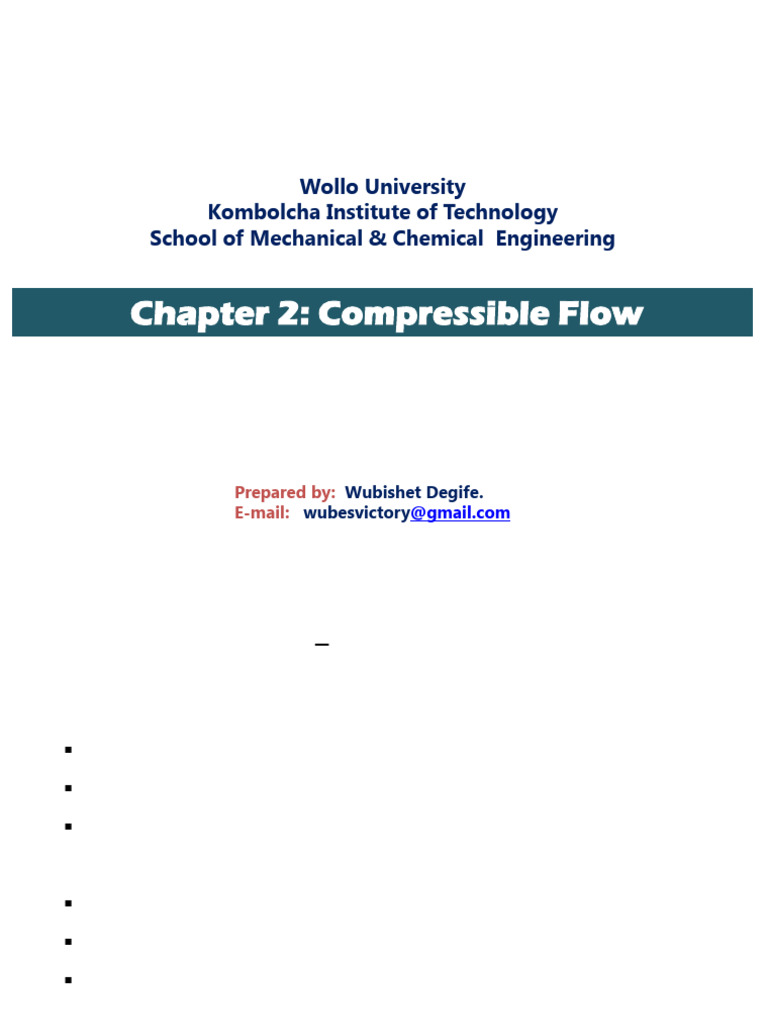 Lecturenote - 555581022chapter 2 Compressible Flow | PDF | Compressible Flow | Fluid Dynamics