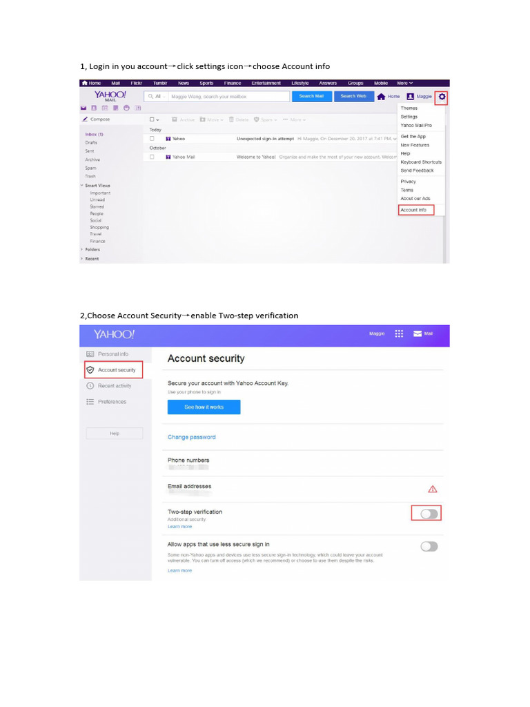13-APP Password Setting in Yahoo | PDF