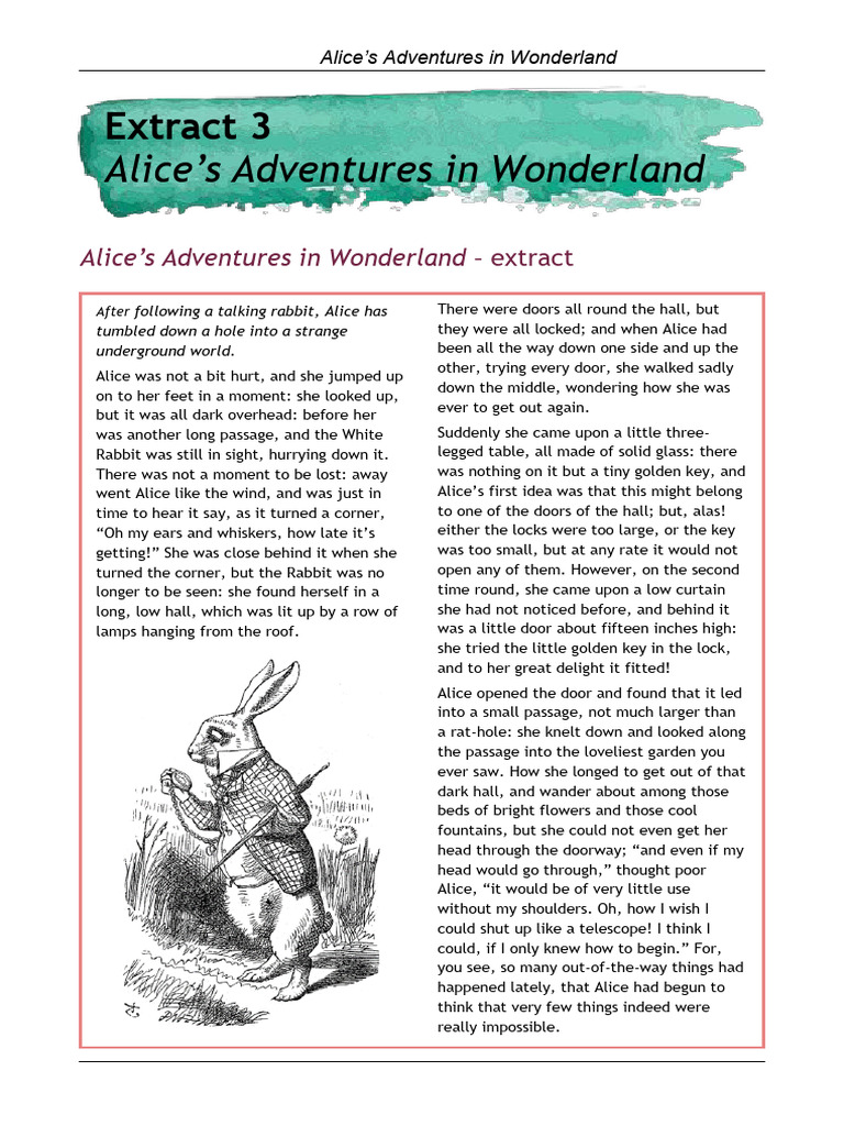 Alice's Adventures: Key to Wonderland | PDF | Alice (Alice's Adventures ...