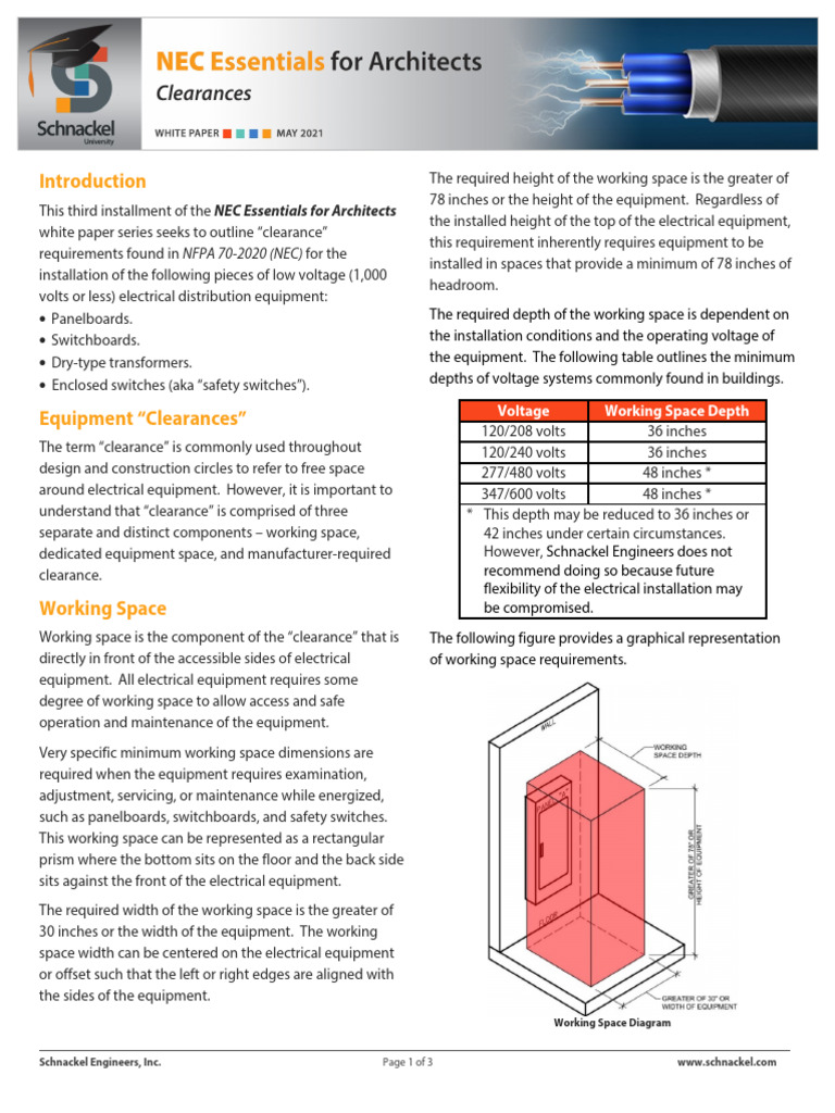 NEC Clearance Requirements for Electrical Equipment | PDF | Transformer ...