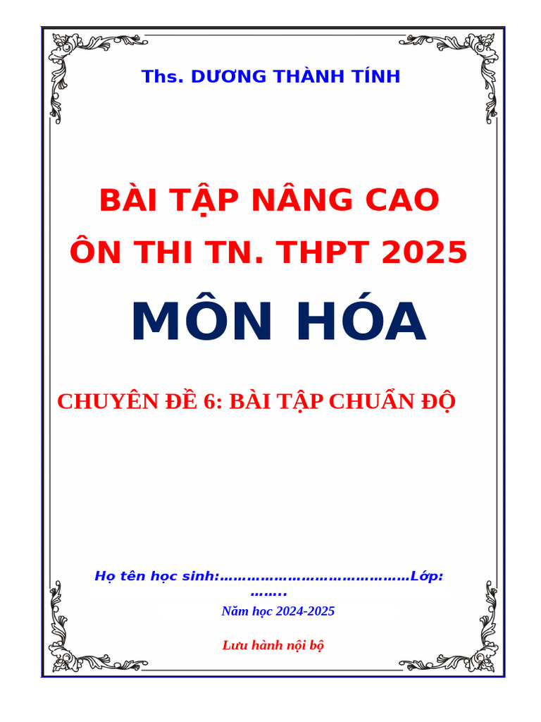CD6. Bai Tap Chuan Do On TN - THPT 2025.DTT - Giai | PDF