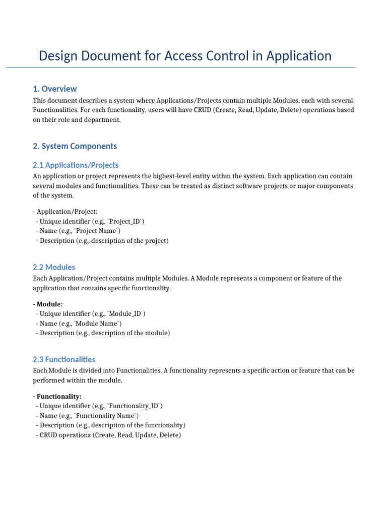 Access Control Design Document | PDF | Computing | Information Technology