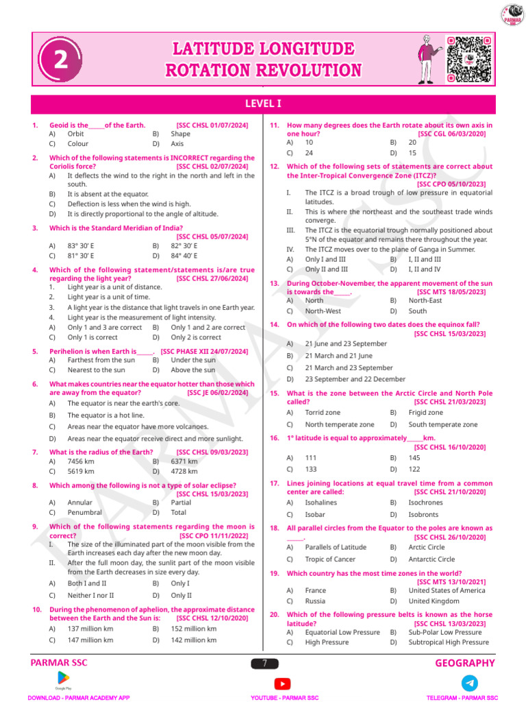 Latitude Longitude Rotation and Revolution Eng Mcq Little Boy (1) | PDF ...