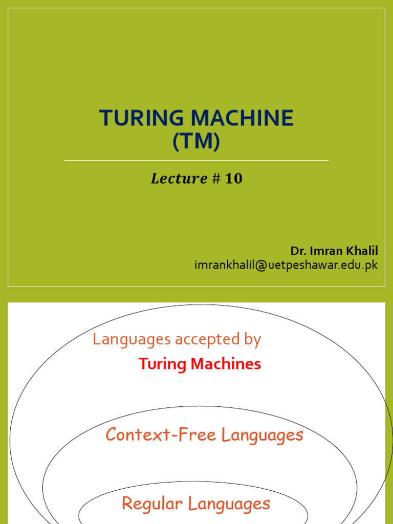 At Lecture 10 Turing Machines Pdf Theory Of Computation Computability Theory