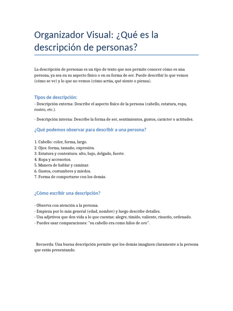 Organizador Descripcion Personas | PDF