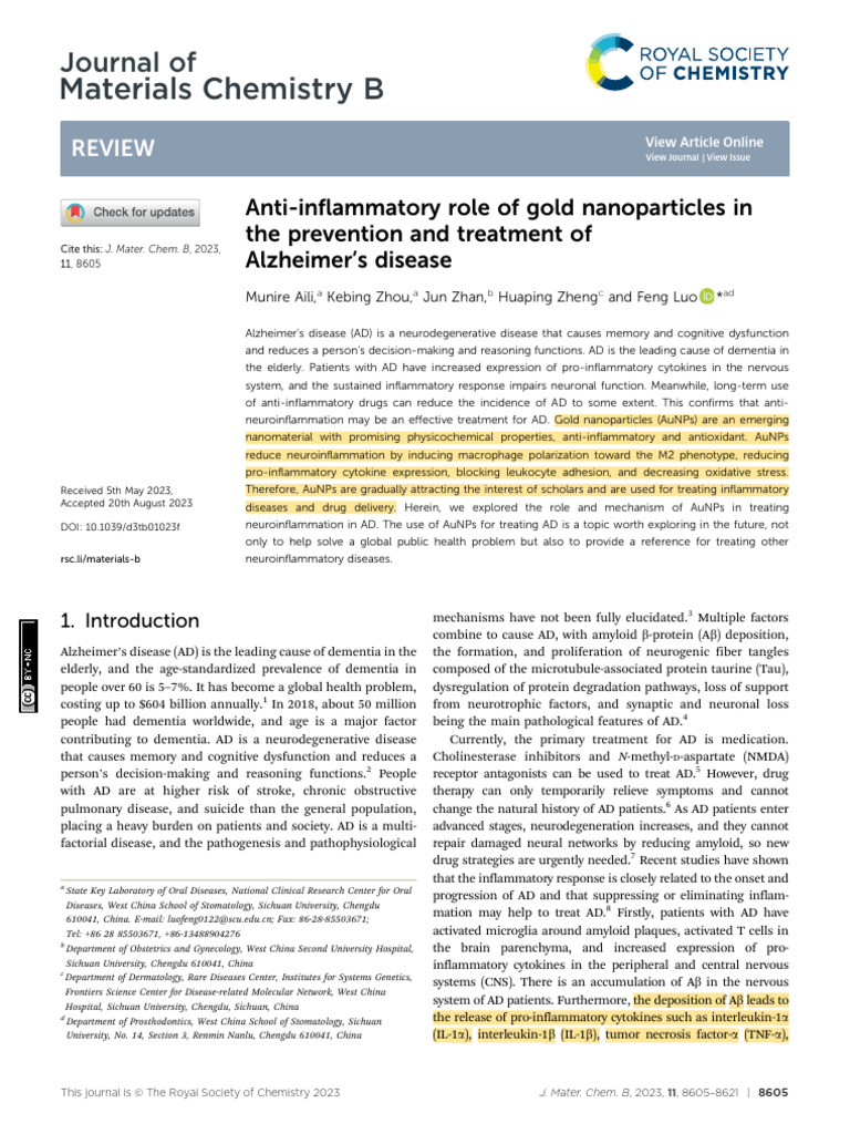 Gold NP On NF-KB Pathway | PDF | Macrophage | Surface Plasmon Resonance