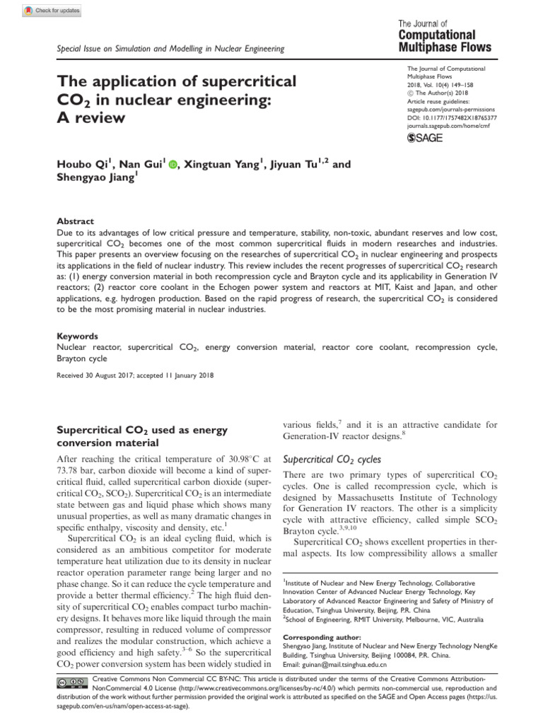 sCO2 Nuclear Engg Review | PDF | Supercritical Fluid | Nuclear Reactor