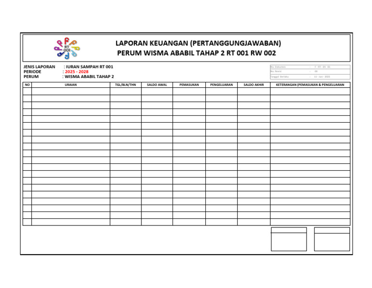 Laporan Keuangan Iuran Sampah RT 001 | PDF