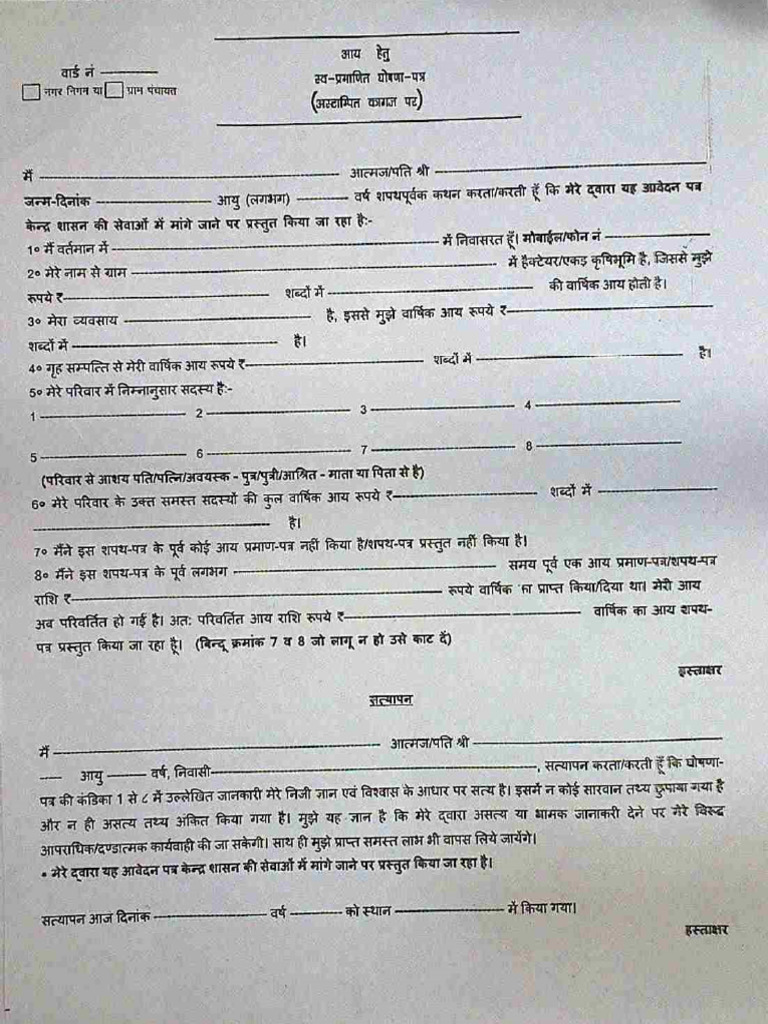 Income Declaration From | PDF