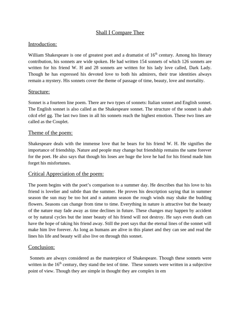 Shall I Compare Thee | PDF