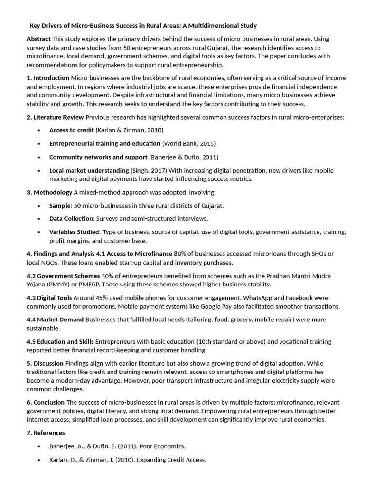 Key Drivers of Micro-Business Success | PDF | Entrepreneurship ...