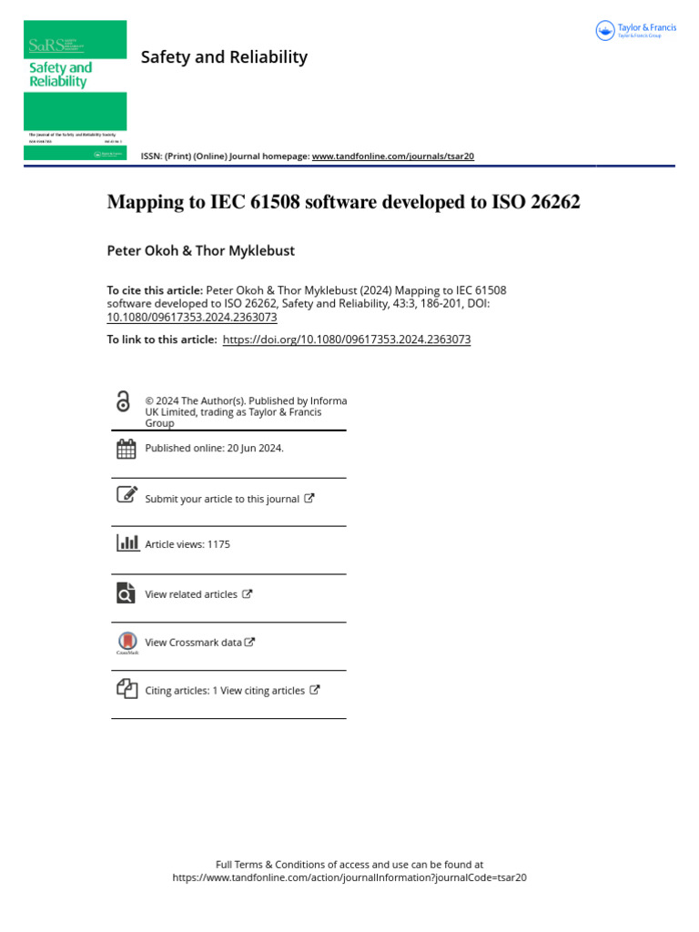 Mapping To IEC 61508 Software Developed To ISO 26262 | PDF | Formal Verification | Safety