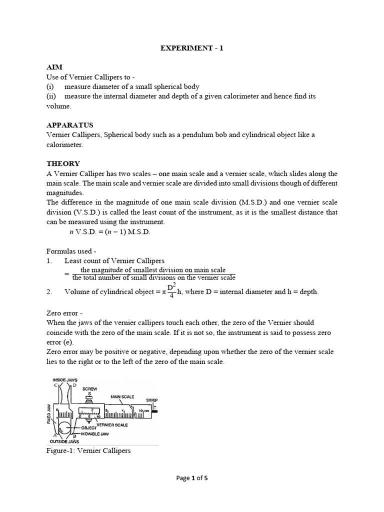 Measuring Volume with Vernier Callipers | PDF