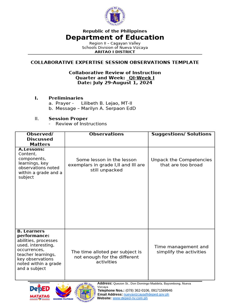1.cri Collaborative Expertise Session Observations Template | PDF ...