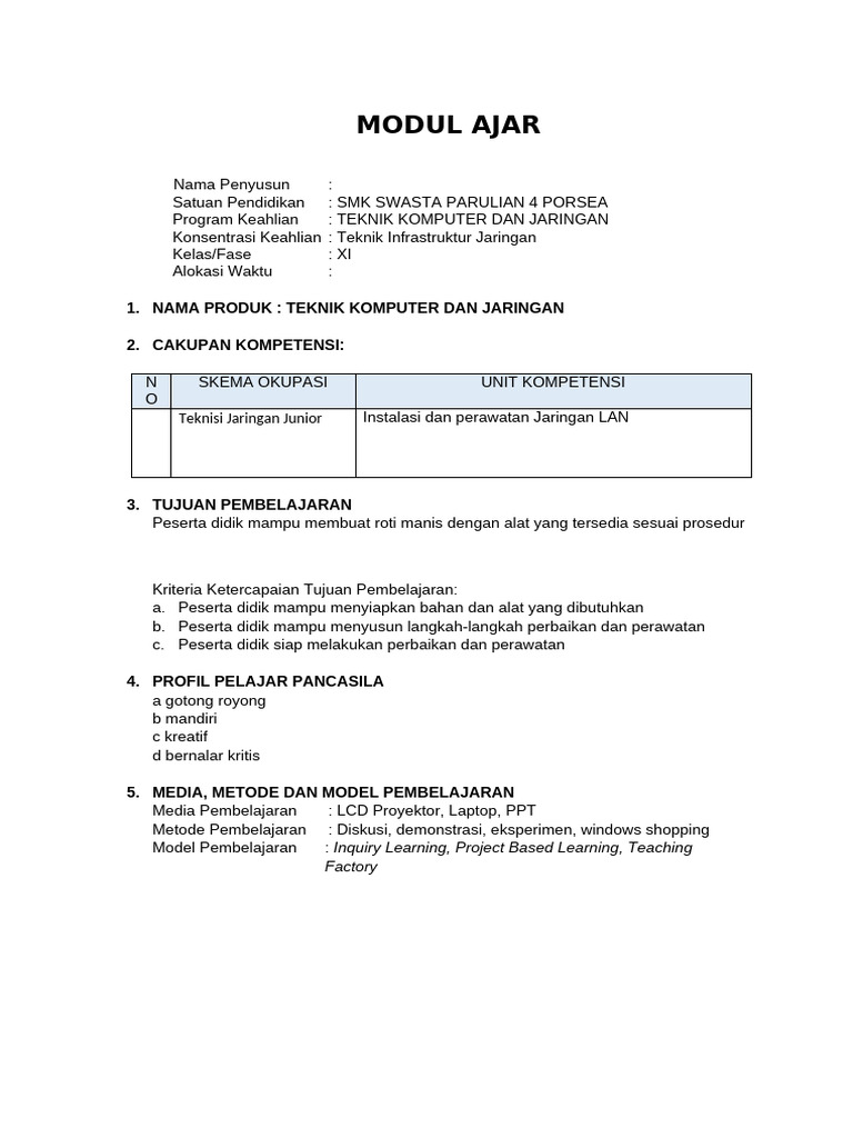 3. Template Modul Ajar | PDF
