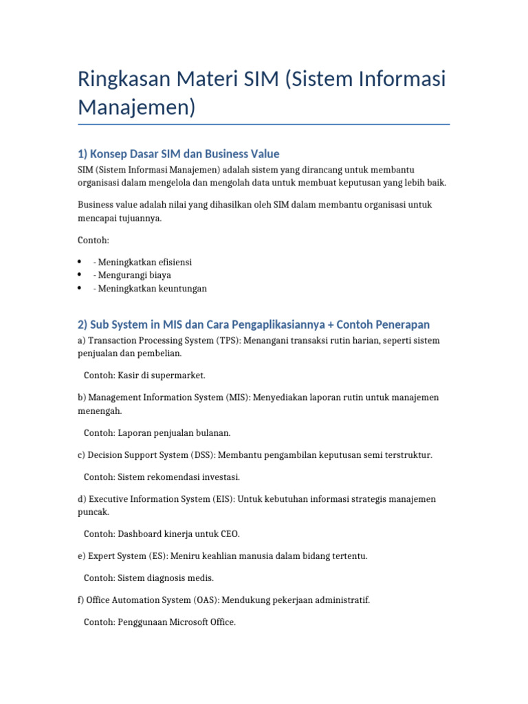 Ringkasan Materi SIM | PDF