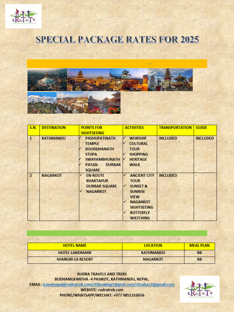 I Special Package Rate For 2025 I | PDF | Kathmandu