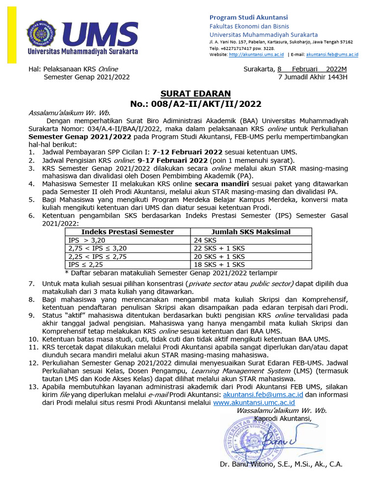 Edaran Persiapan Semester Genap 2021 2022 1 | PDF