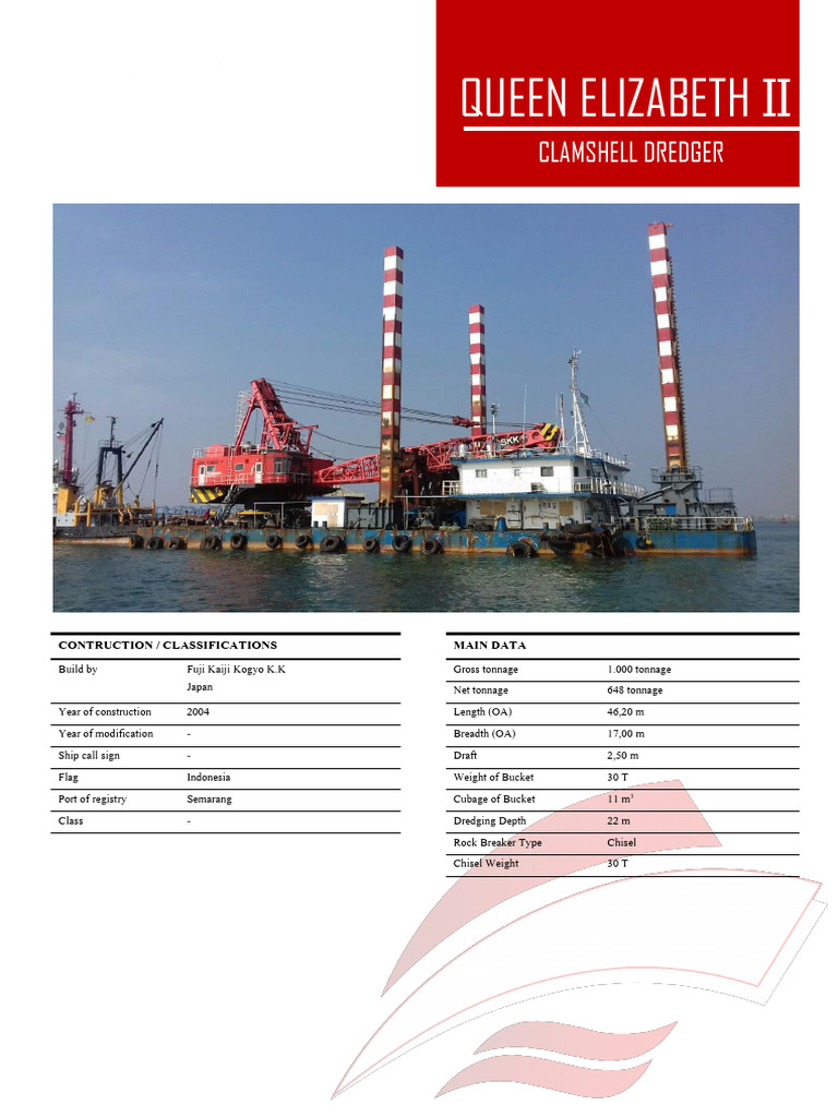 Ship Particular Clamshell Queen Elizabeth II (Bucket 11 m3) | PDF