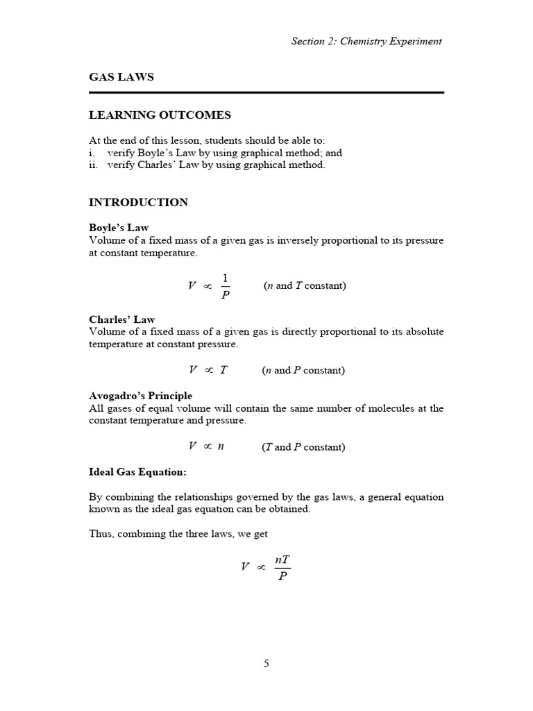 Gas Laws: Boyle's and Charles' Experiments | PDF | Gases | Temperature