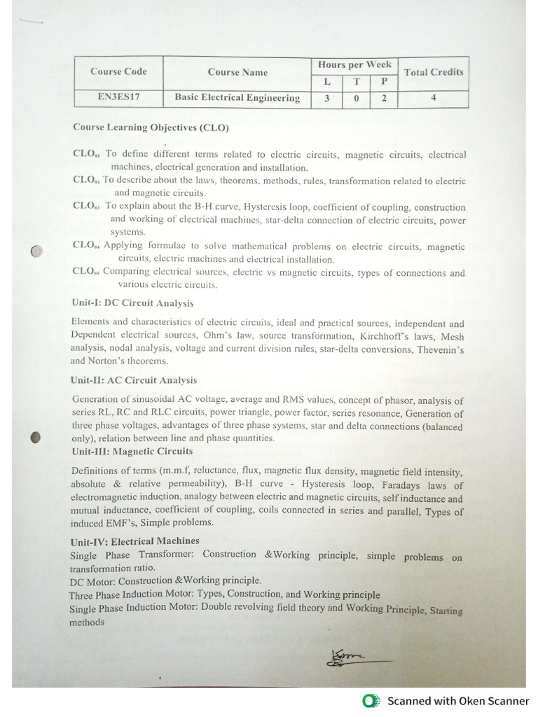 BEE Syllabus | PDF