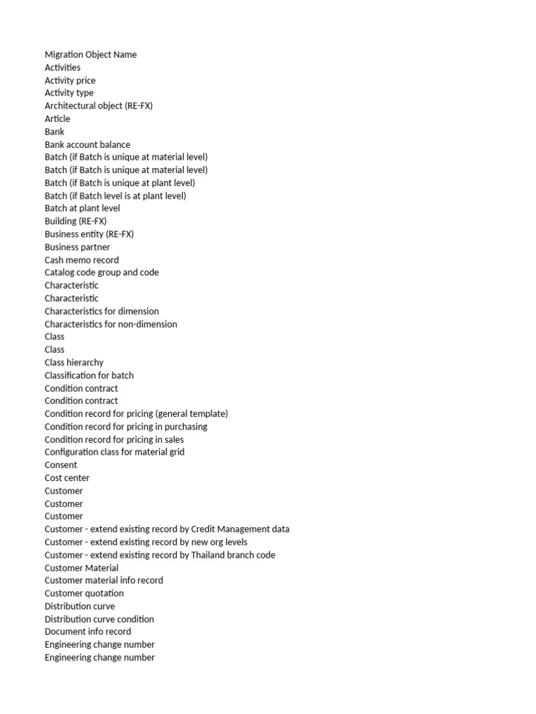 Data Migration Objects 1906 S4 Hana | PDF | Swap (Finance) | Foreign Exchange Market