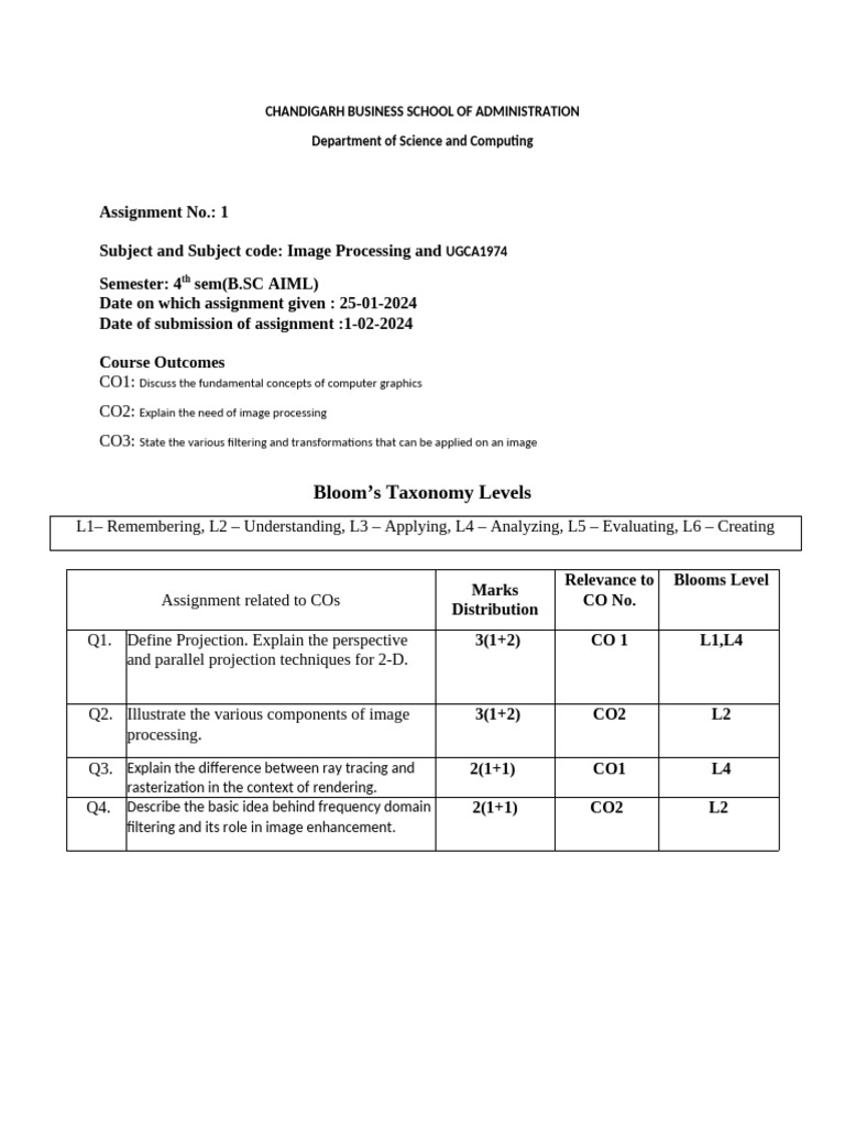 Image Processing Assignment Overview | PDF