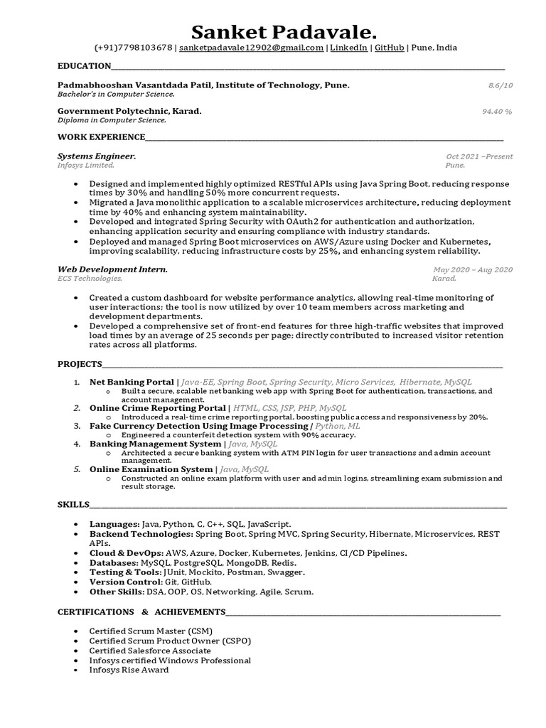 Sanket Padavale Resume | PDF | My Sql | Web Development