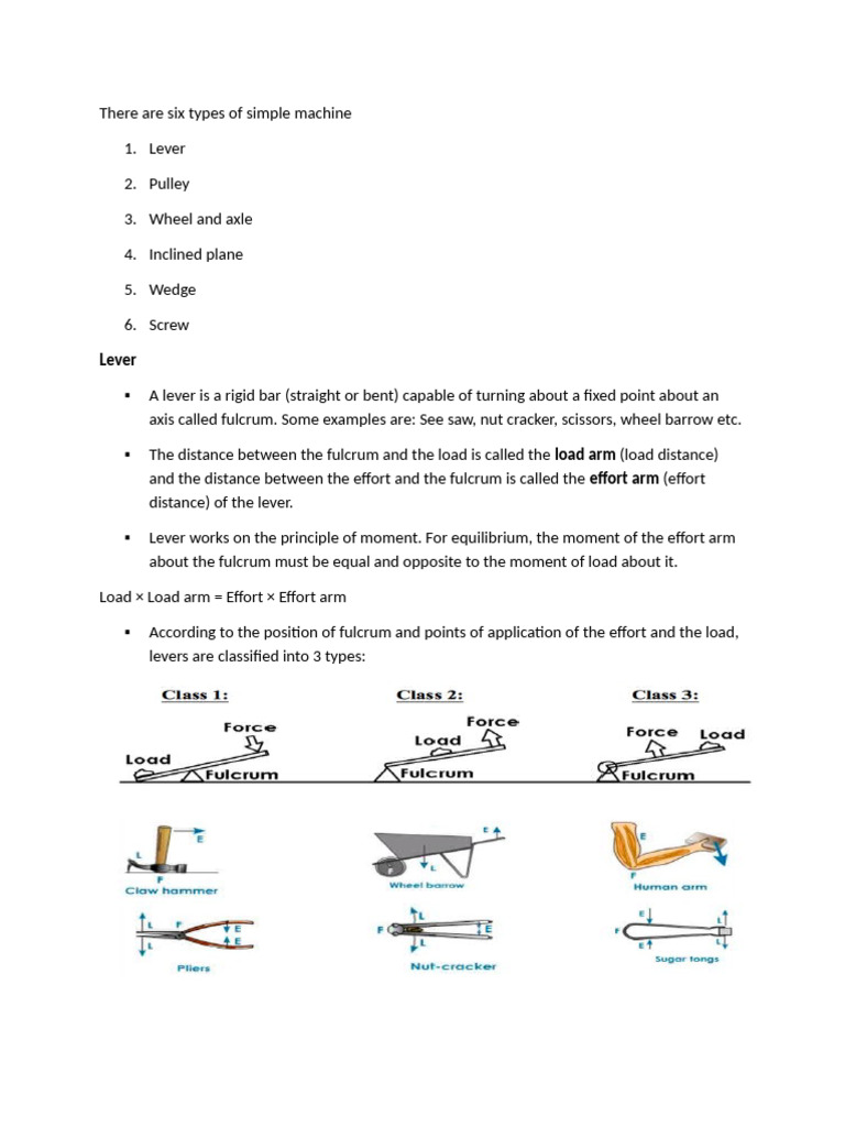 Six Types of Simple Machines Explained | PDF | Lever | Machines