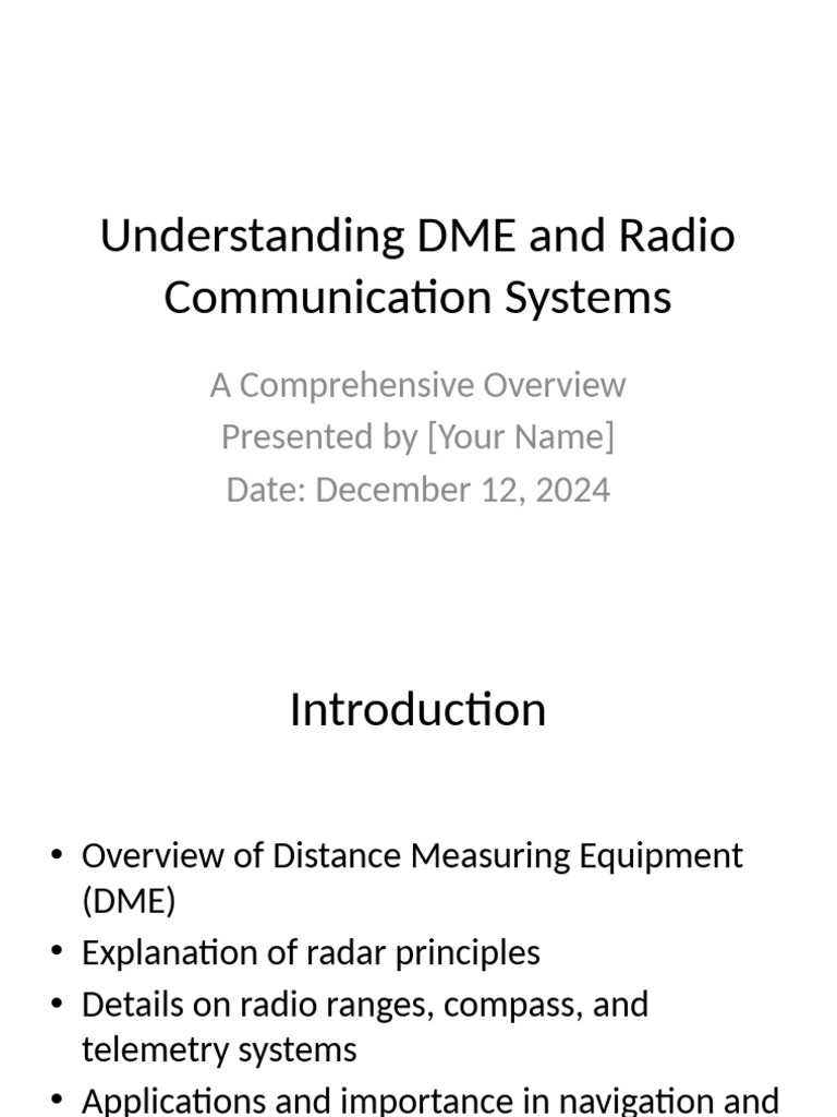 DME and Radio Systems Presentation | PDF