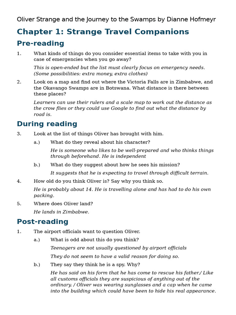 Oliver Strange Book Answers - Edited | PDF | Reason