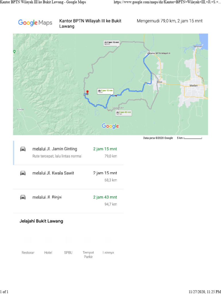 Maps BPTN Wil III - Bukit Lawang | PDF