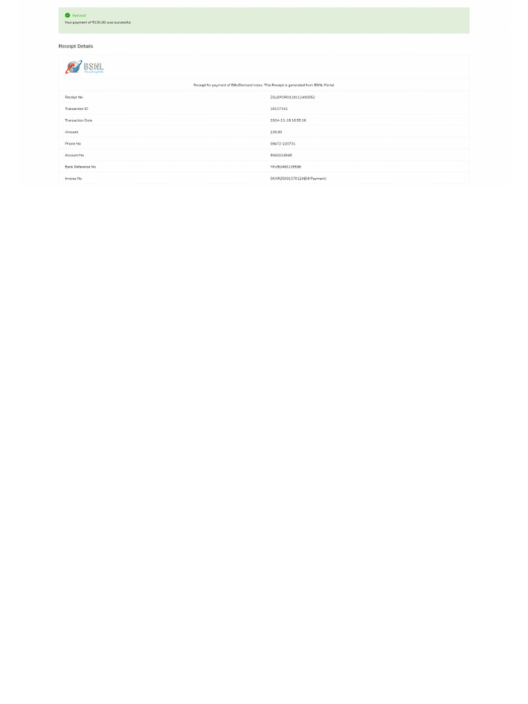 Payment BSNL Nov 24 | PDF