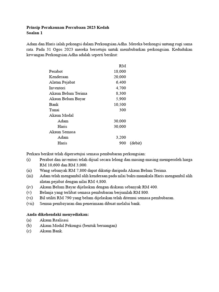 SPM Prinsip Akaun - Ulangkaji Set 1 | PDF