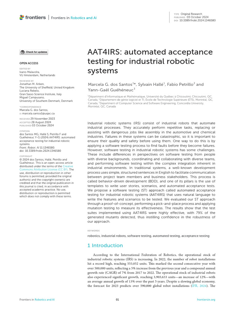 Automated Acceptance Testing For Industria | PDF | Robotics | Simulation