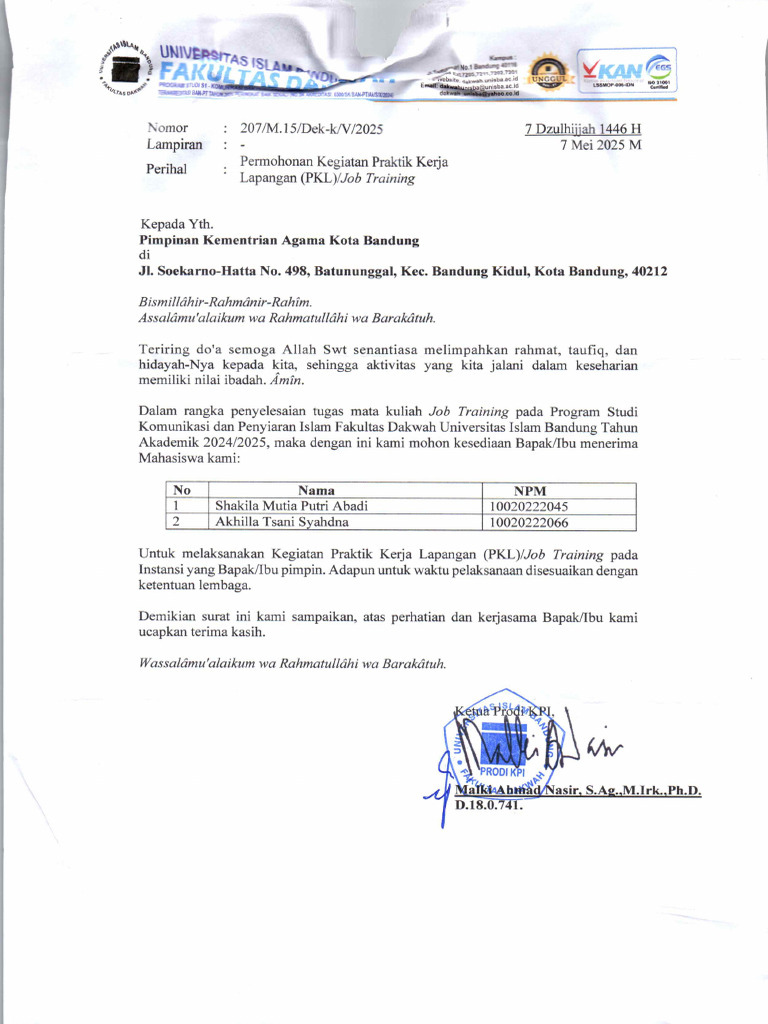 267 Permohonan PKL An Syakila Mutia Putri DKK | PDF