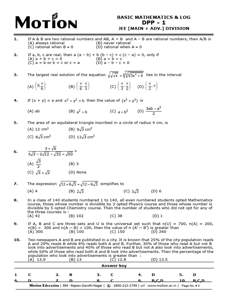 Basic Maths & Log DPP 1 and 2 | PDF | Mathematical Concepts | Mathematical Objects