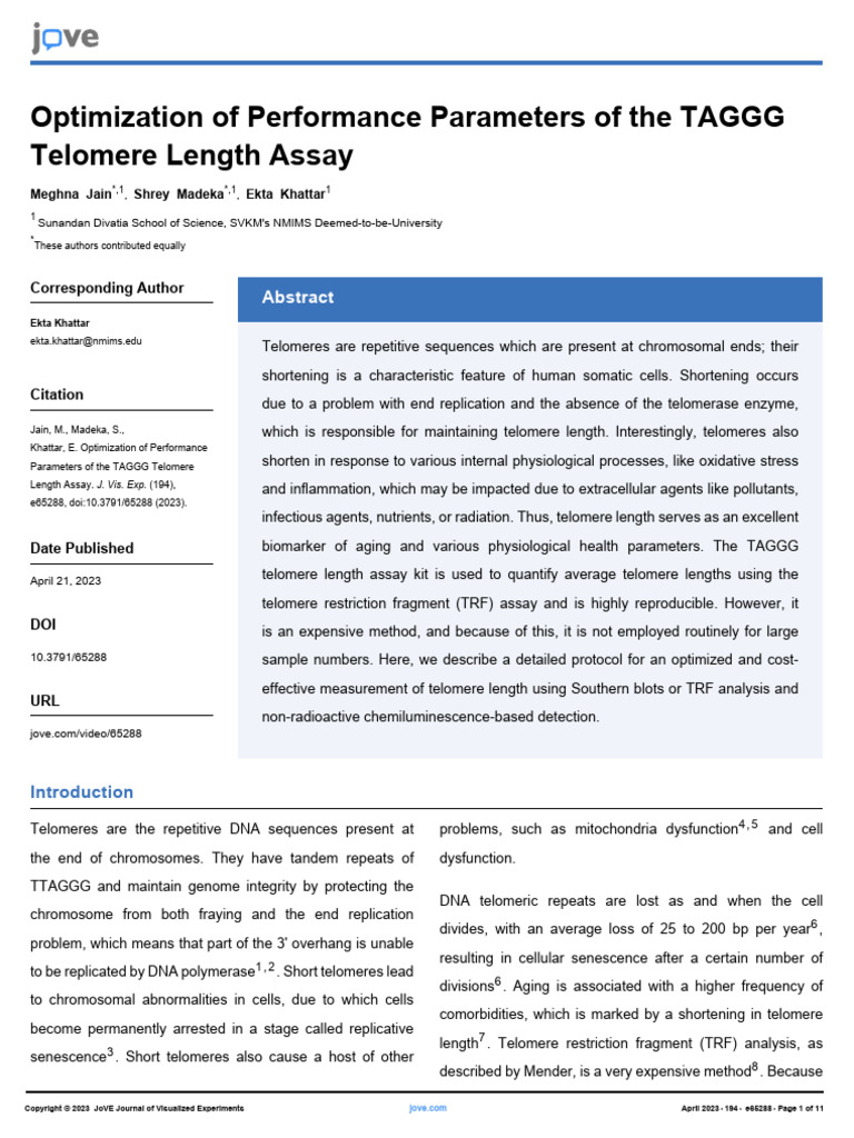 Optimizing TAGGG Telomere Length Assay | PDF | Telomere | Agarose Gel ...