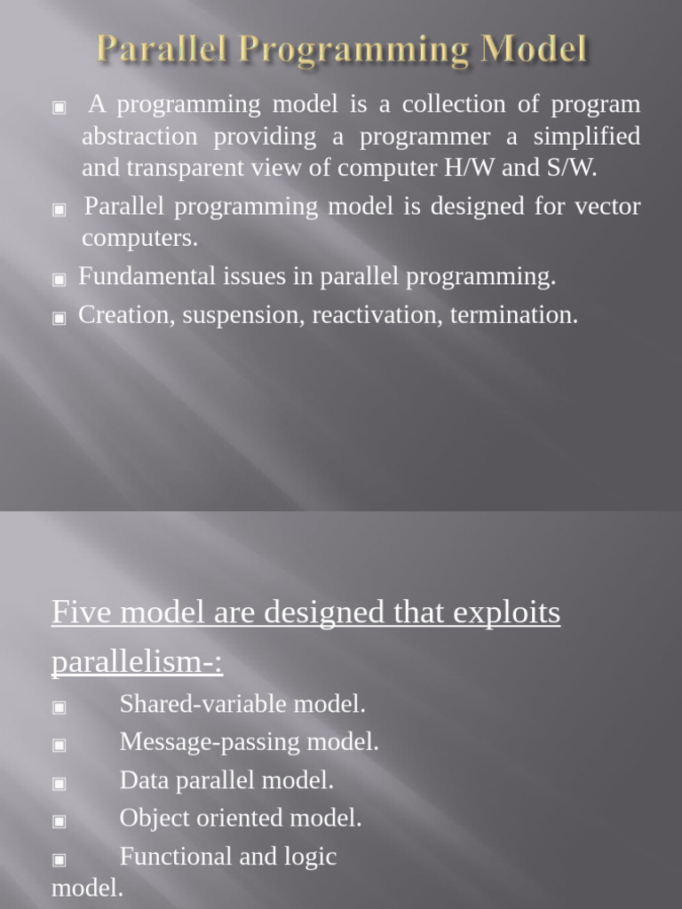 Overview of Parallel Programming Models | PDF | Message Passing ...